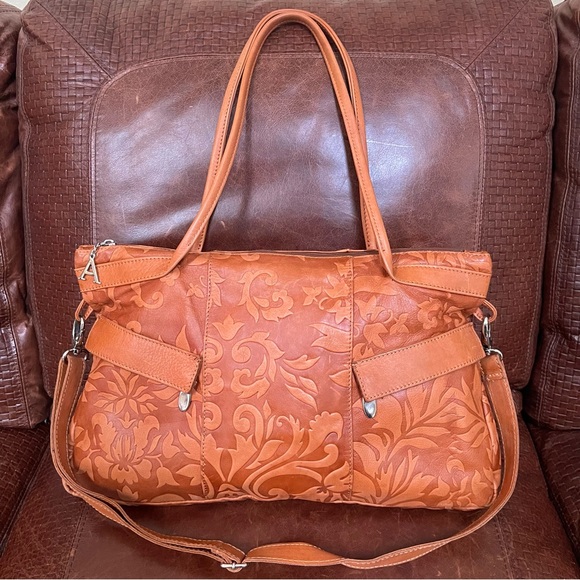 Alexander | Bags | Genuine Tooled Leather Convertible Tote Shoulder Bag ...